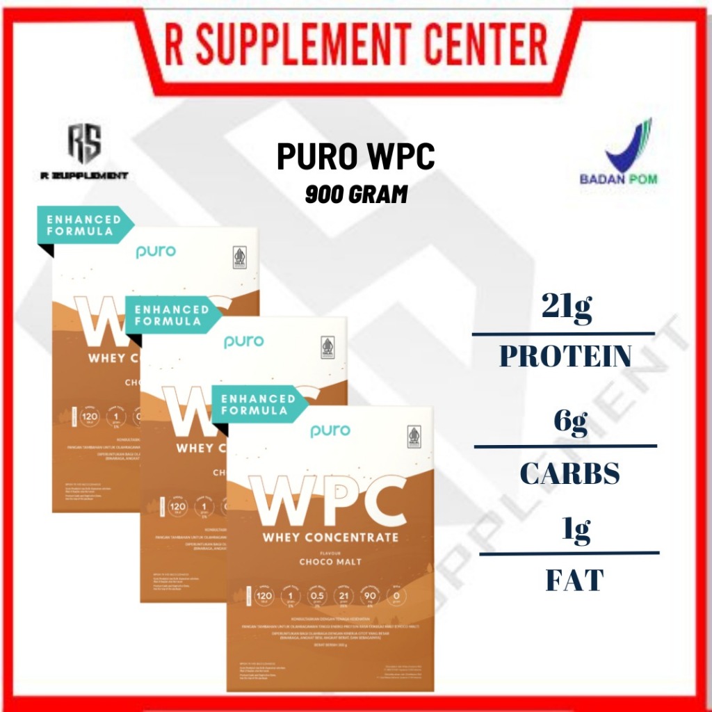 Jual Puro WPC WPRO Whey Protein Concentrate 900gr Flavour Chocomalt ...