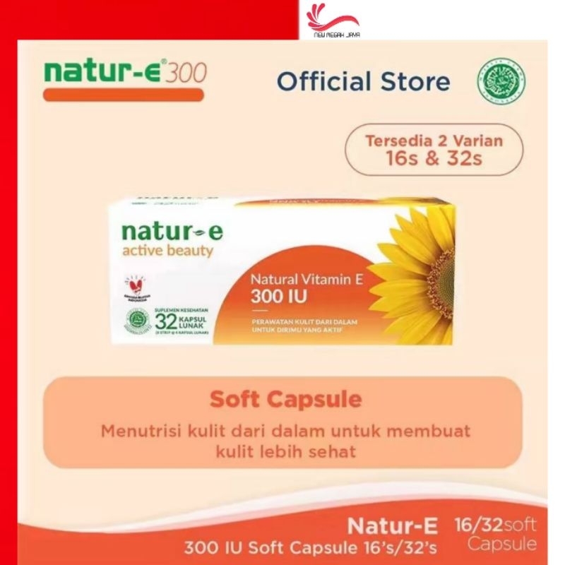 Jual Natur-E Active Beauty Natural Vitamin E Soft Capsule 300IU isi 16 ...