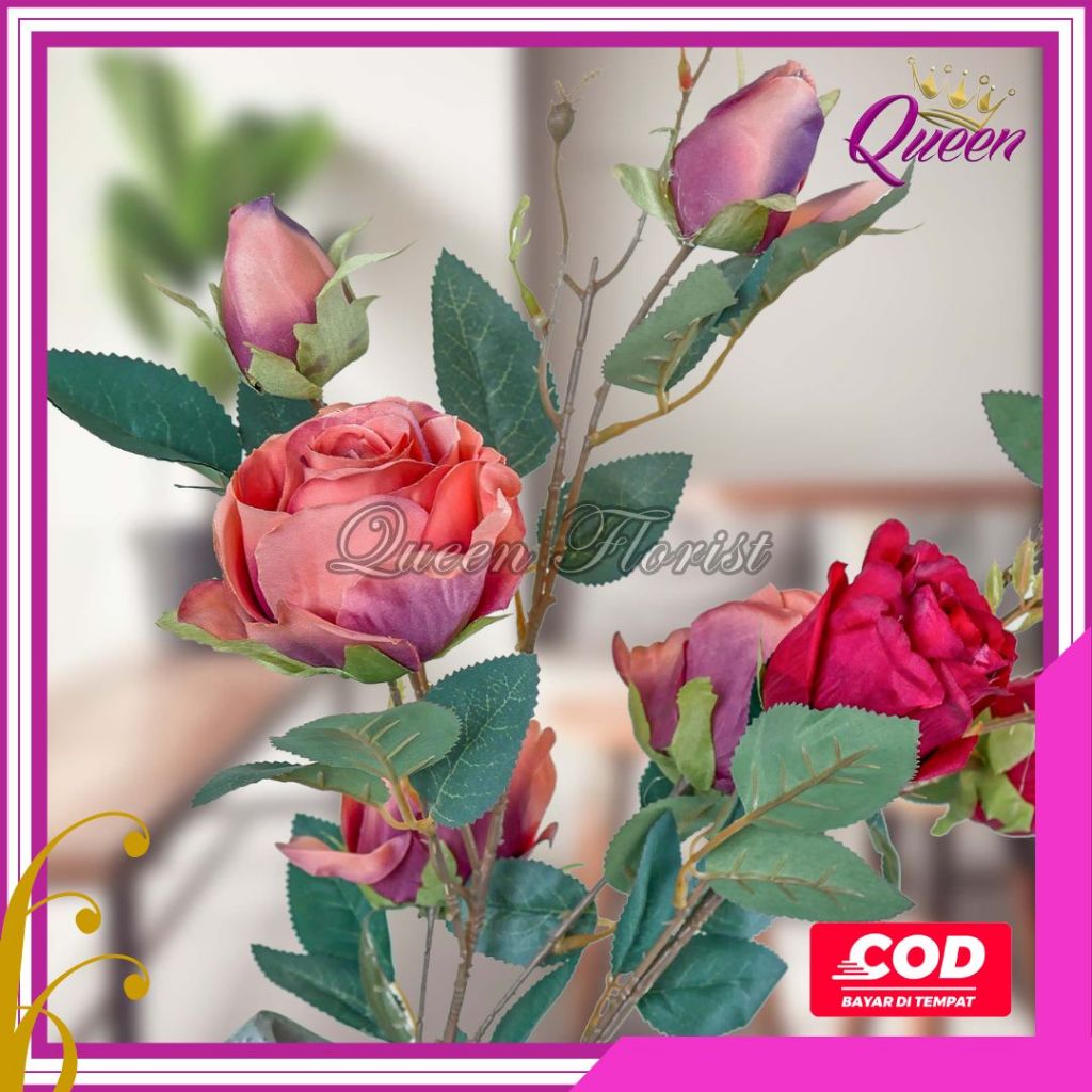Jual ROSE FLOWER BUNGA MAWAR MURAH PREMIUM ARTIFICIAL FLOWER RUSTIC ...