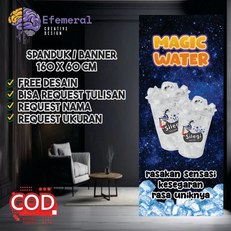 Jual Spanduk/Banner magic water 60X160 cm bisa request design | Shopee ...