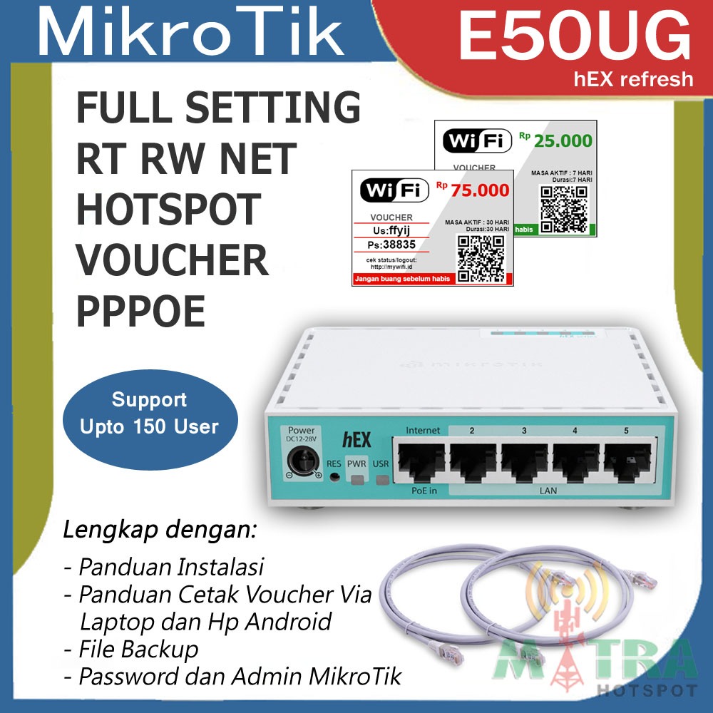 Jual Mikrotik E50UG hEX refresh Setting Hotspot RTRW Net Voucher 150User | Shopee Indonesia