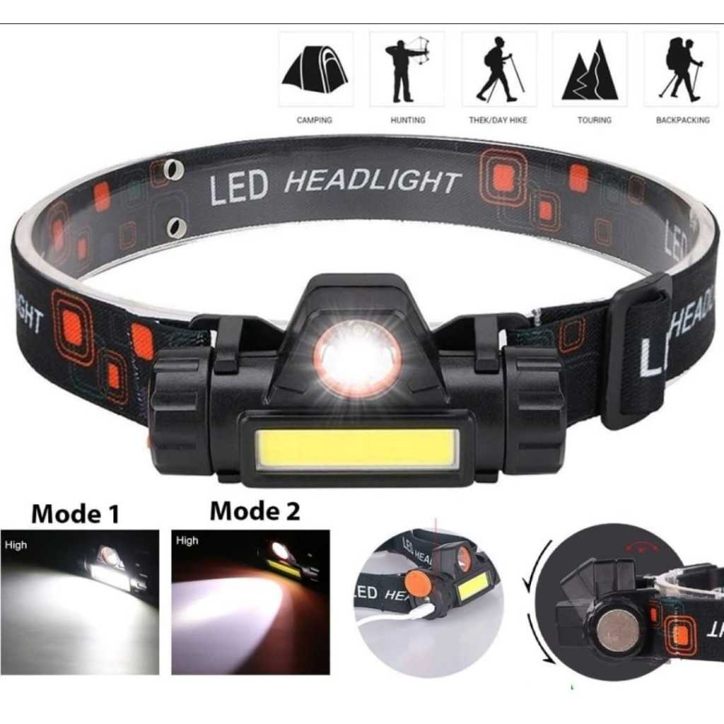 Jual Senter Kepala LED Headlight Super Terang Lampu Camping | USB Charger High Power Head Lamp ...