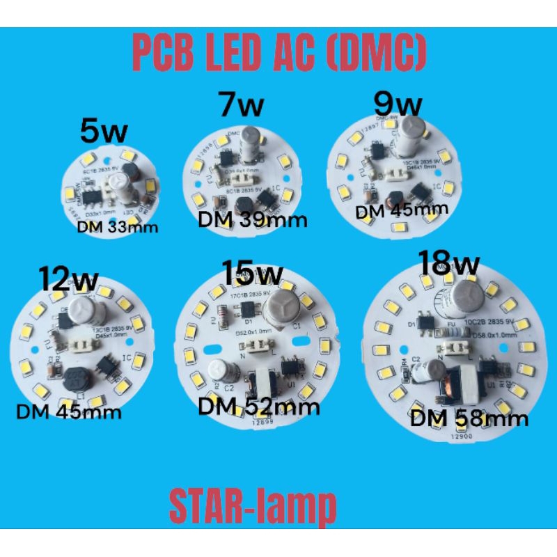 Jual PCB LED AC (DMC) WAT 5W 7W 9W 12W 15W 18W | Shopee Indonesia