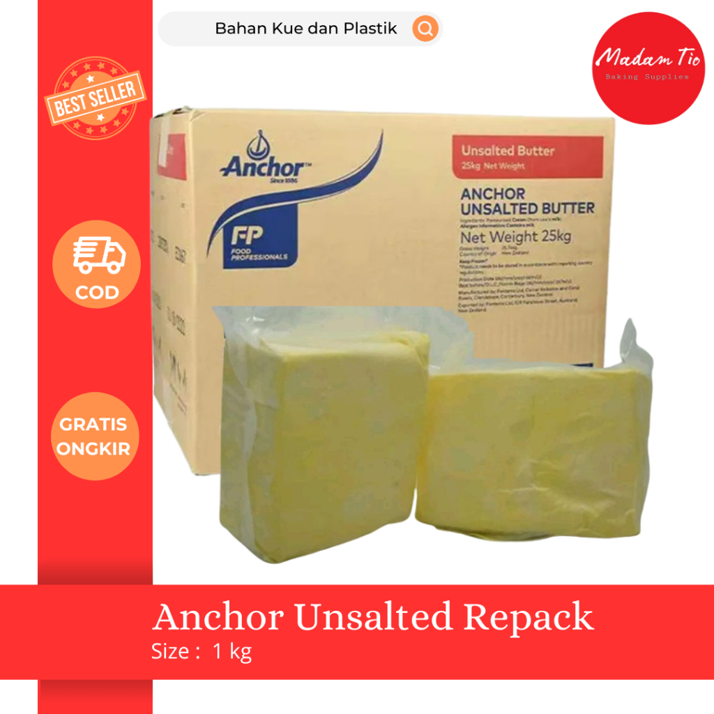 Jual Anchor Butter Unsalted 1kg (BAHAN DINGIN) 1pcs | Shopee Indonesia
