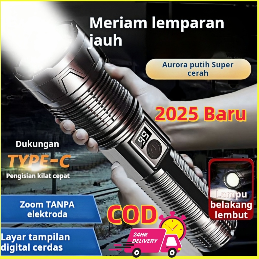Jual COD 2025 Baru Senter Led High Power Zoom Jarak Jauh Senter 8019 ...