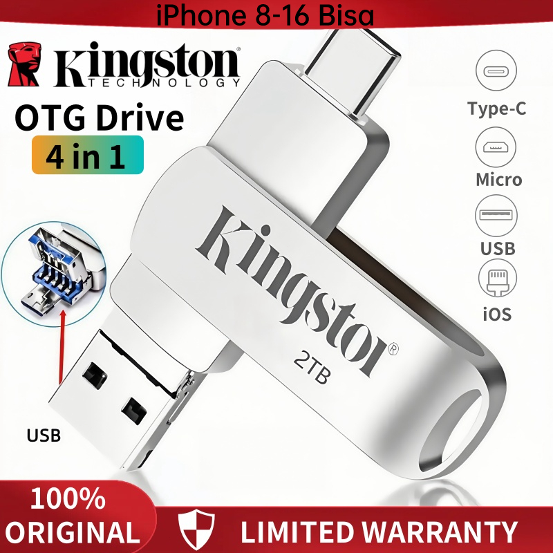 Jual 4 in 1 Kingston flashdisk iOS OTG USB Flash Drive 512GB/1TB/2TB ...