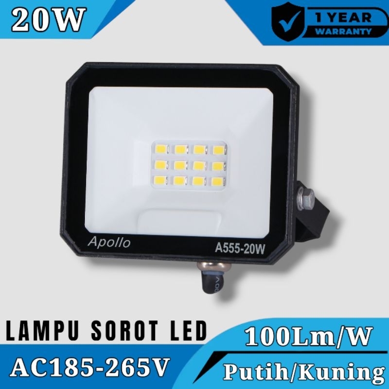 Jual Lampu tembak sorot LED 20W 30W 50W 100W 200 Watt flood light Putih Warm kuning BERGARANSI ...