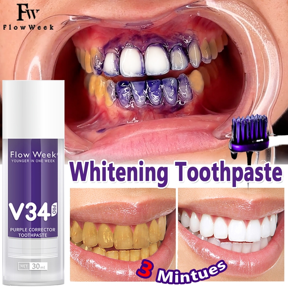 Jual Flowweek V34 pro Gigi putih Pasta Gigi Pemutih Purple Toothpaste Whitening Pembersih Gigi ...