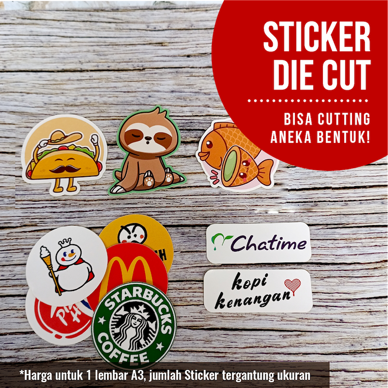 Jual [Size A3+] Cetak Sticker DIE CUT/Cetak Sticker Bentuk Custom ...