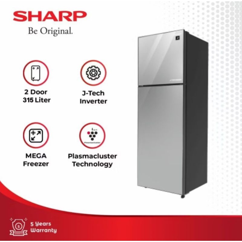 Jual SHARP KULKAS 2 PINTU GLASS DOOR J-TECH INVERTER 338 LITER SJ-426GI-MK | Shopee Indonesia