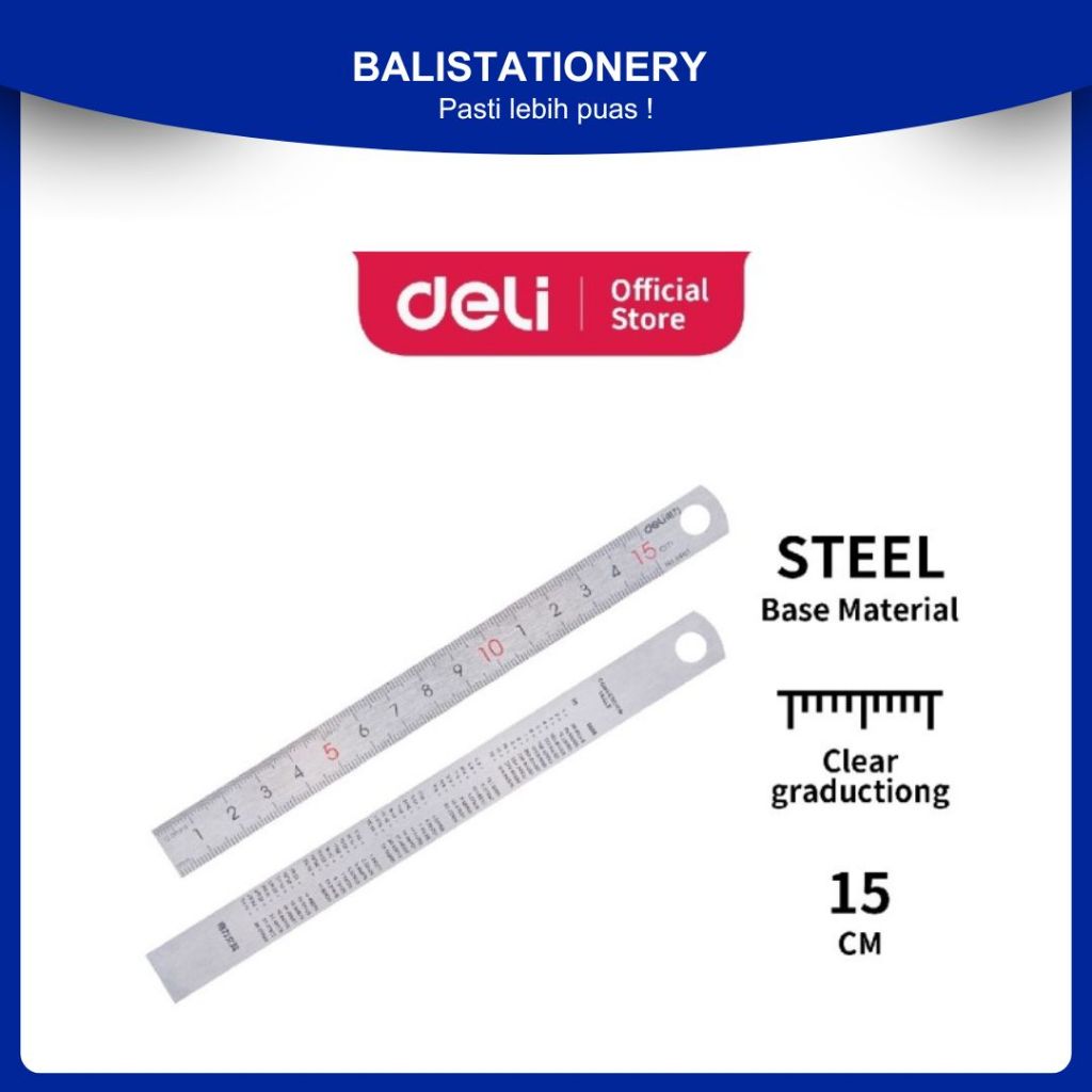 Jual Penggaris Besi Deli 8461 - Kuat dan Presisi untuk Ukuran Akurat 15 ...