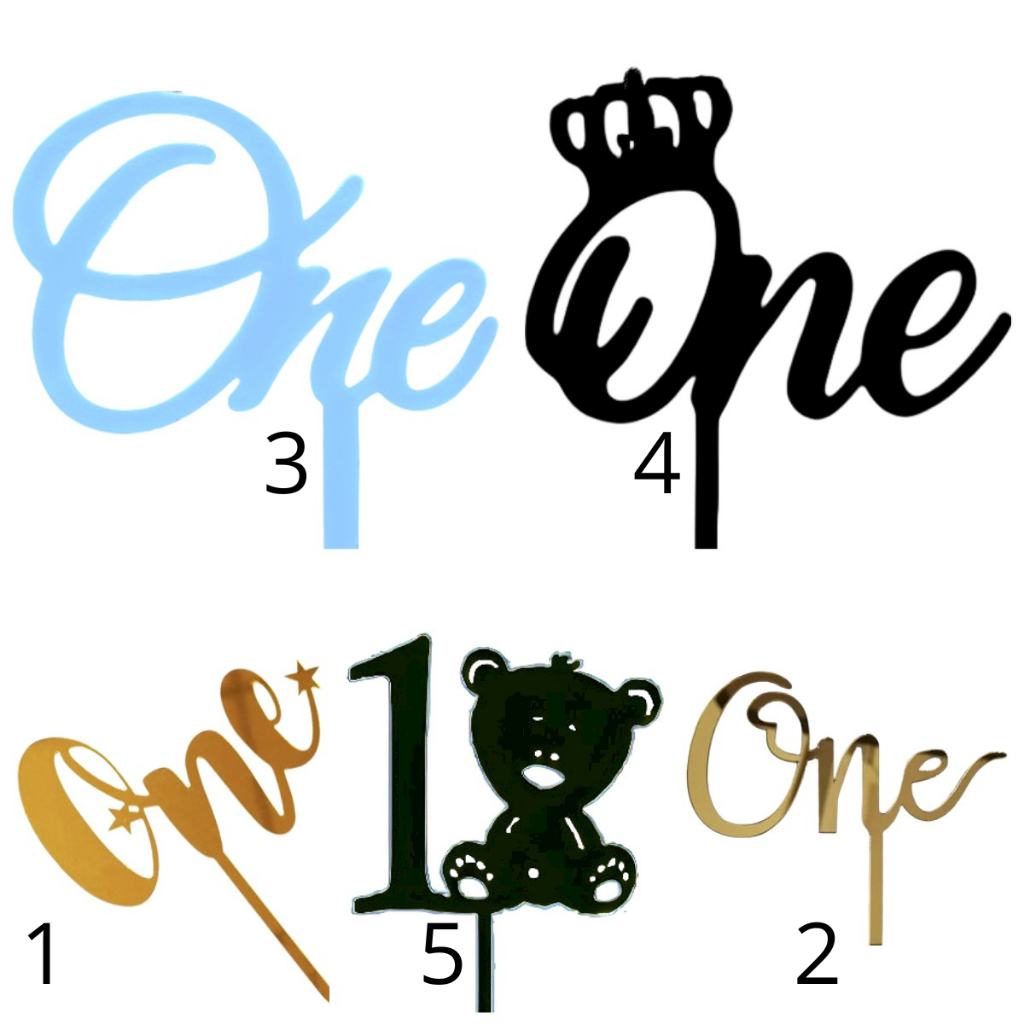 Jual Topper Kue Akrilik Angka 1 Satu One / Cake Topper Decoration ...
