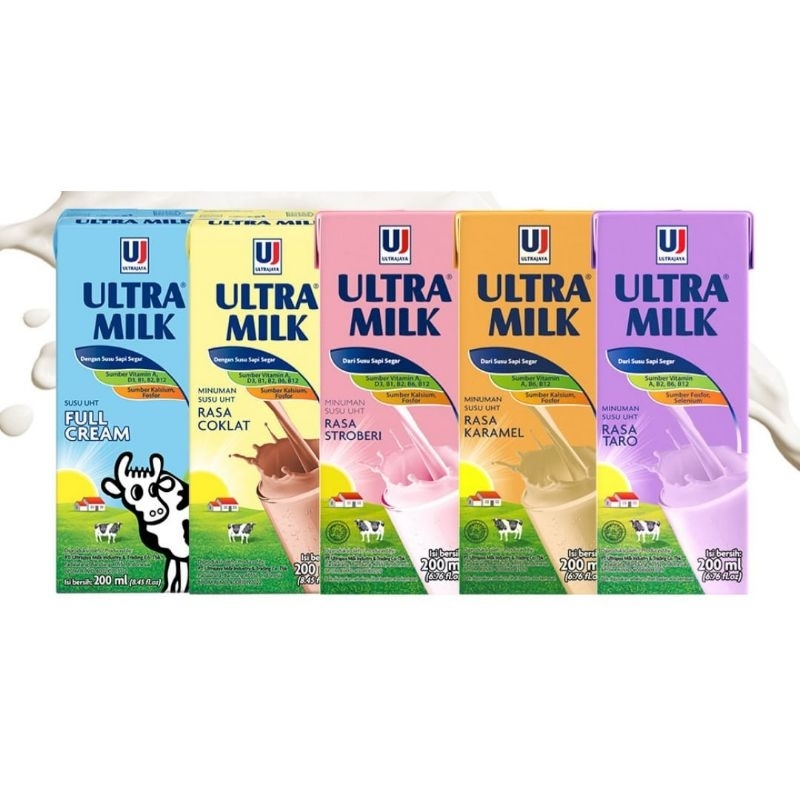 Jual Ultra Milk UHT 200ml Satuan Rasa Full Cream / Cokelat / Karamel ...
