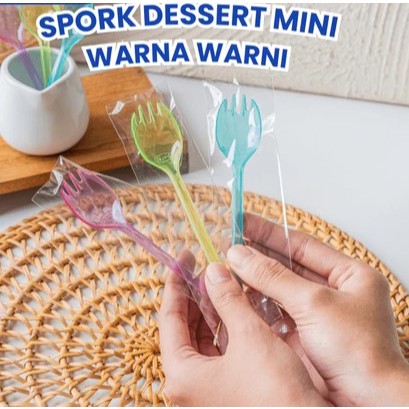 Jual SENDOK GARPU PLASTIK MINI STERIL / SPORK MINI / SENDOK KUE TART ...