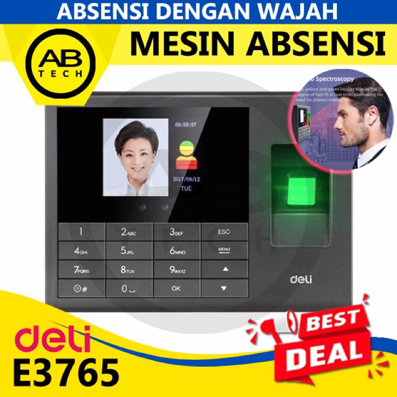 Jual Deli E3765 Mesin Absensi Pengenalan Wajah Kapasitas Rekam 200 ...