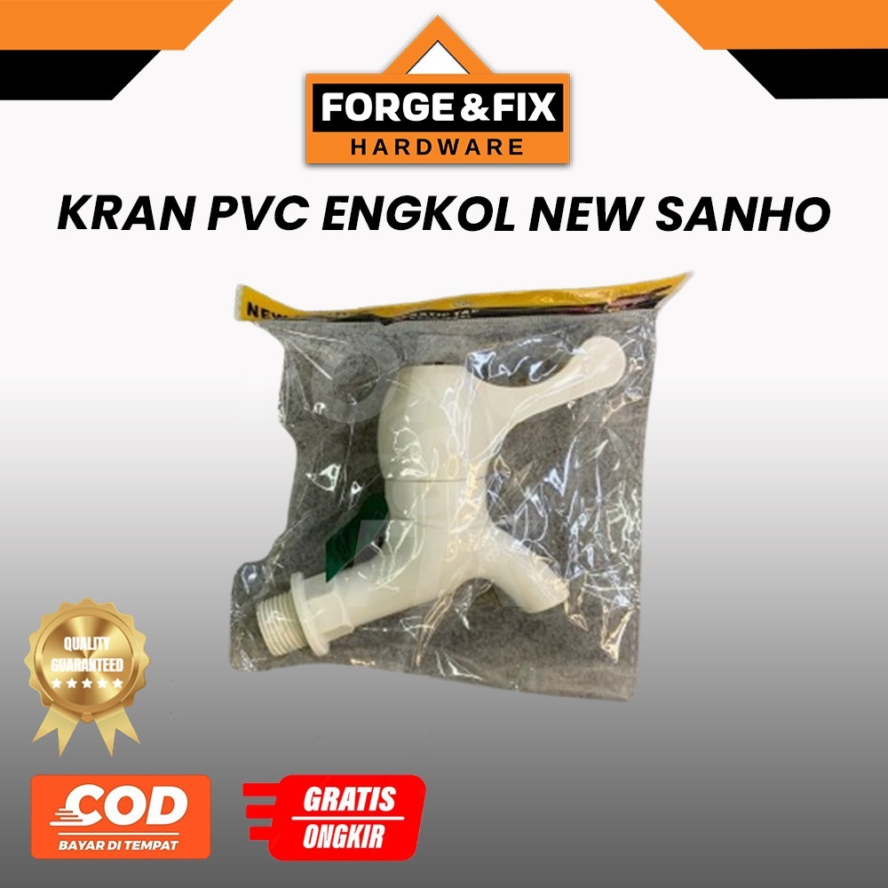 Jual NEW SANHO Kran Air Keran PVC Plastik Tebal Engkol 1/2 3/4 INCH ...