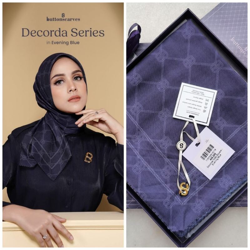 Jual New Sale Buttonscarves Decorda Voile Square - Evening Blue ...