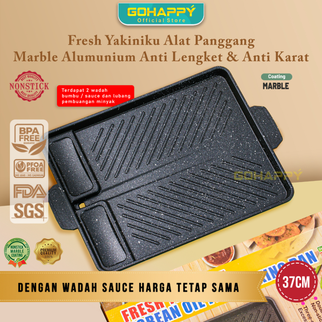 Jual BBQ GRILL PAN Fresh Yakiniku Griller pan dengan 2 wadah sauce 2158 ...