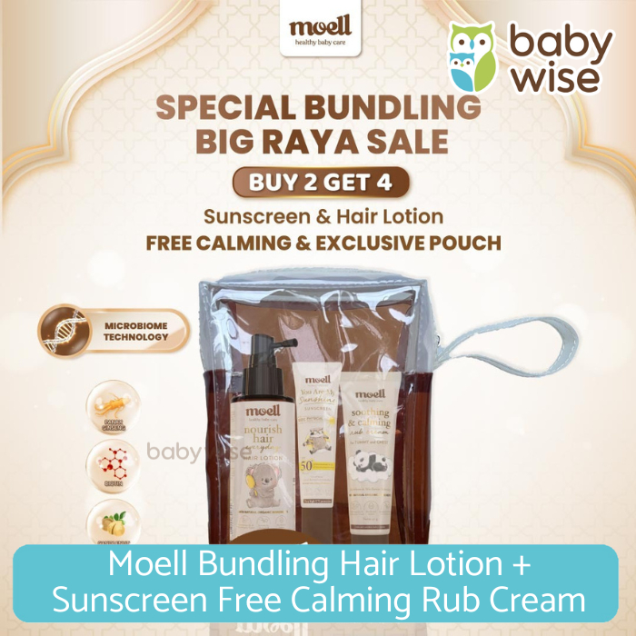 Jual Moell Bundling Hair Lotion + Sunscreen Free Calming Rub Cream ...