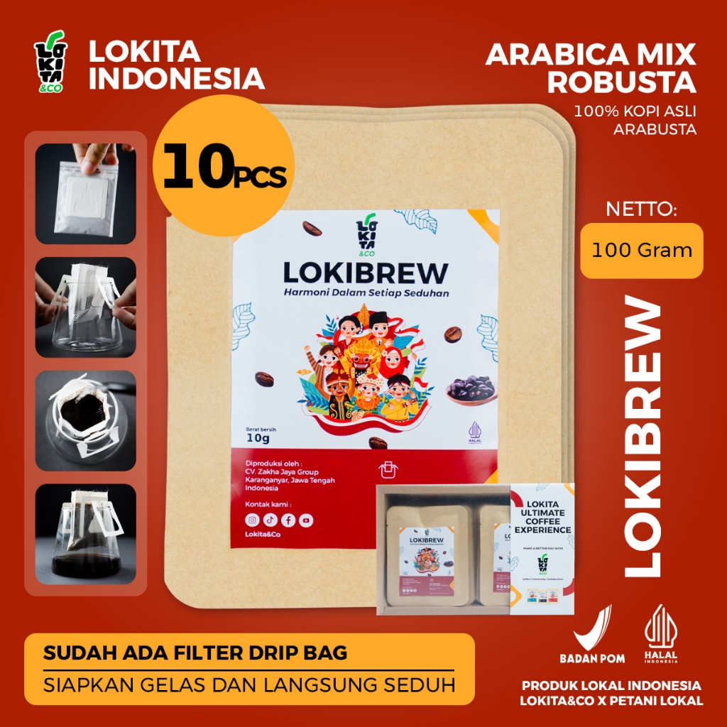 Jual LOKITA - Paket Kopi Arabica blend Robusta Drip Bag 10 Pcs (Paket ...