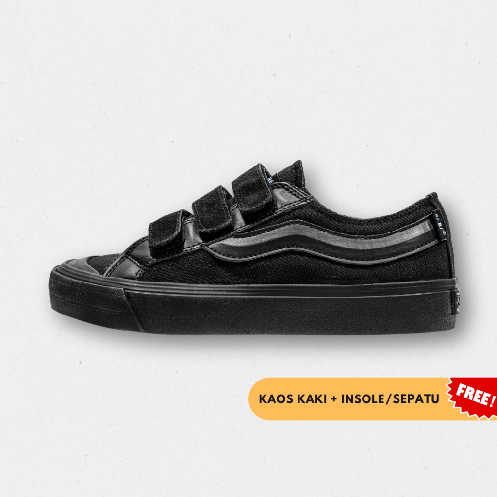 Jual SABA Veloz Falco All Black - Velcro Sepatu Sneakers Casual Pria ...