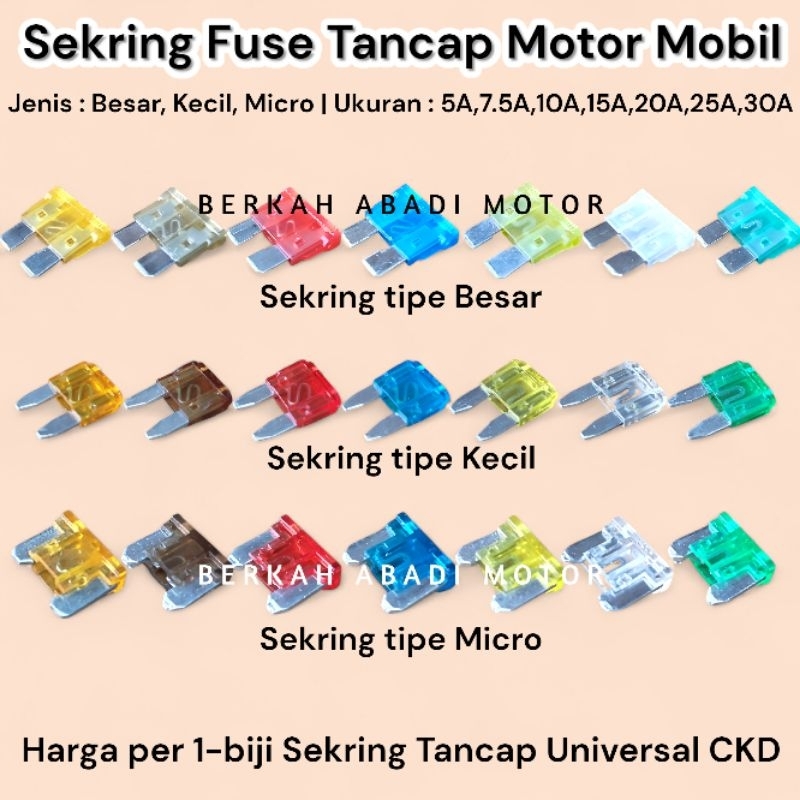 Jual Sekring Tancap Besar Kecil Micro 5A 7.5A 10A 15A 20A 25A 30A ...