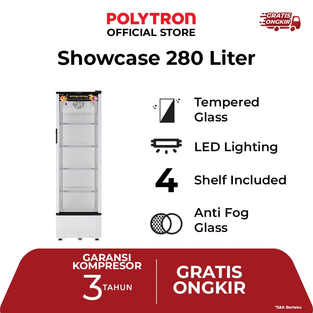 Jual SHOWCASE POLYTRON SCN 280 - 280L NON HANDLE | Shopee Indonesia