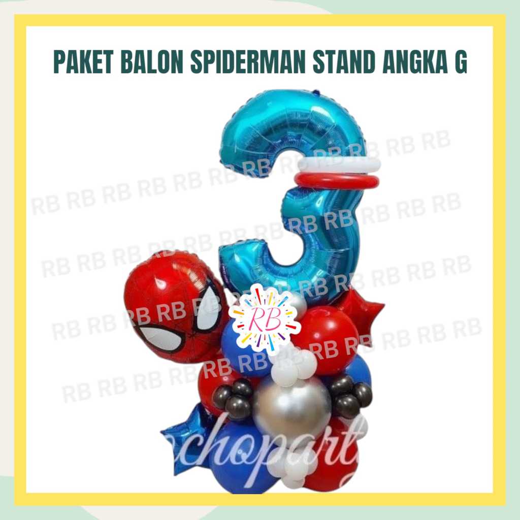 Jual Paket Balon SPIDERMAN Angka Stand G / Dekorasi Ulang Tahun ...