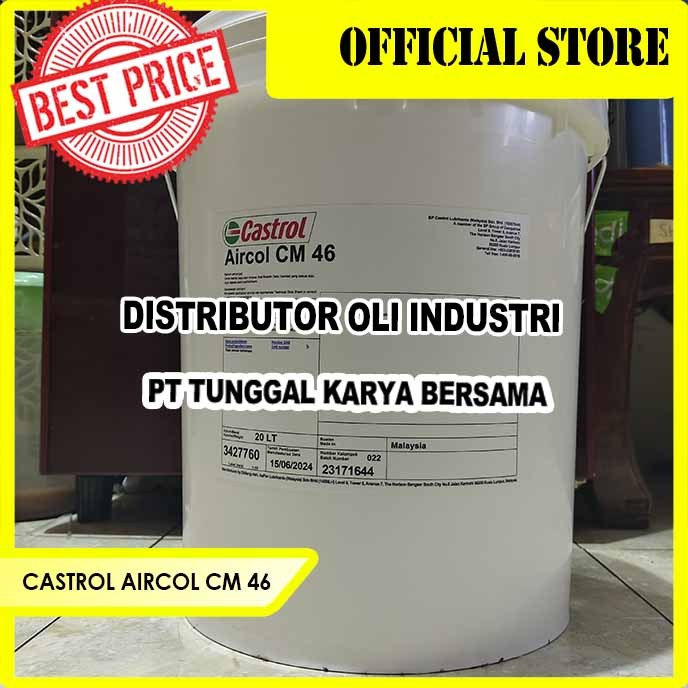 Jual CASTROL AIRCOL CM 46 ( Screw Oil Compressor - 20 Liter ) | Shopee ...