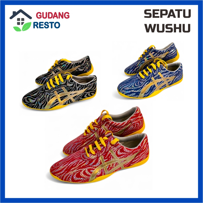 Jual Sepatu Wushu shoes Kung fu Tai Chi Olah Raga Merah Hitam Kuning ...