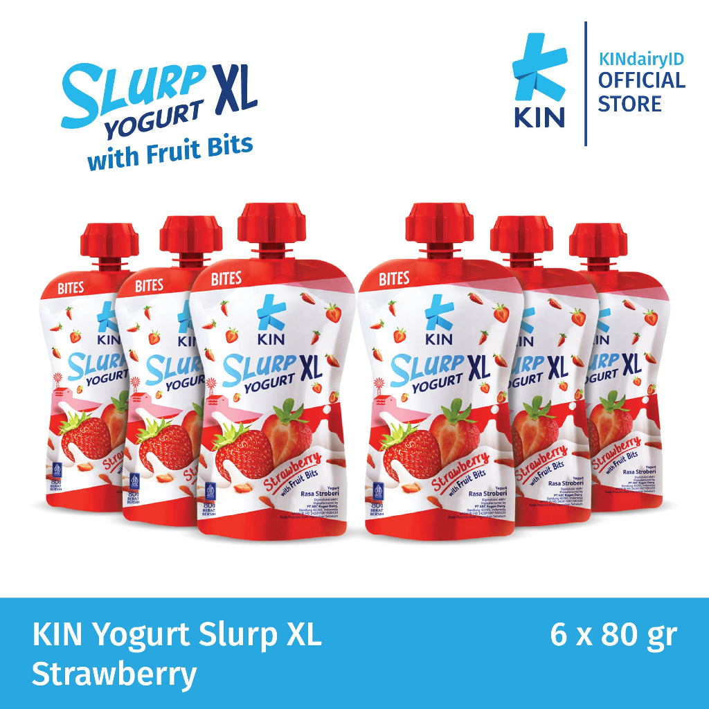 Jual KIN Yogurt Slurp XL Strawberry 6x80gr | Shopee Indonesia