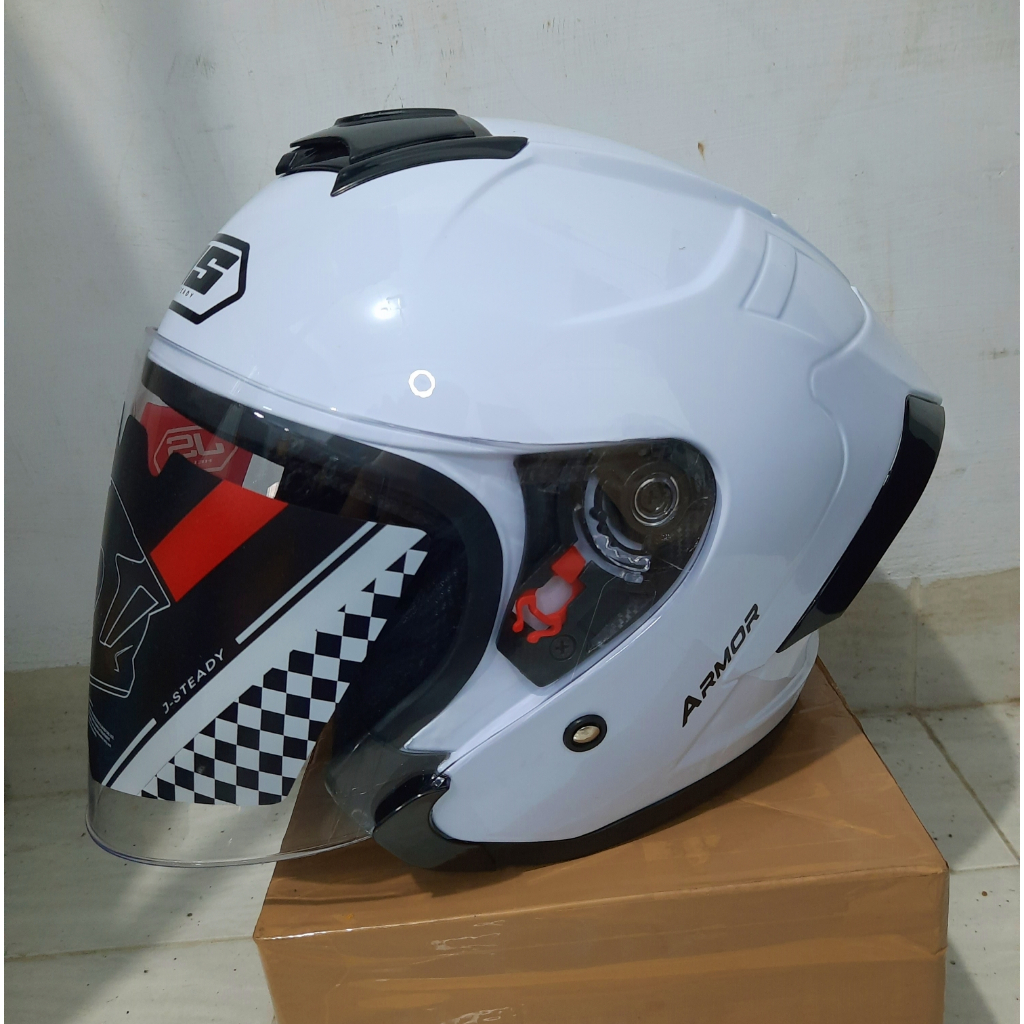 Jual Helm JS Armor White Glosy | Shopee Indonesia