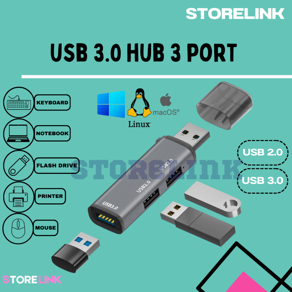 Jual USB 3.0 HUB 3 PORT 3IN1 Model Flashdisk USB Expander for Laptop ...