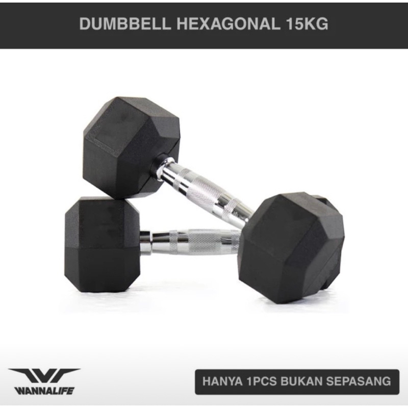 Jual WANNAFIT DUMBBELL HEXAGONAL 15 kg || dambell dumbel dumbbell ...