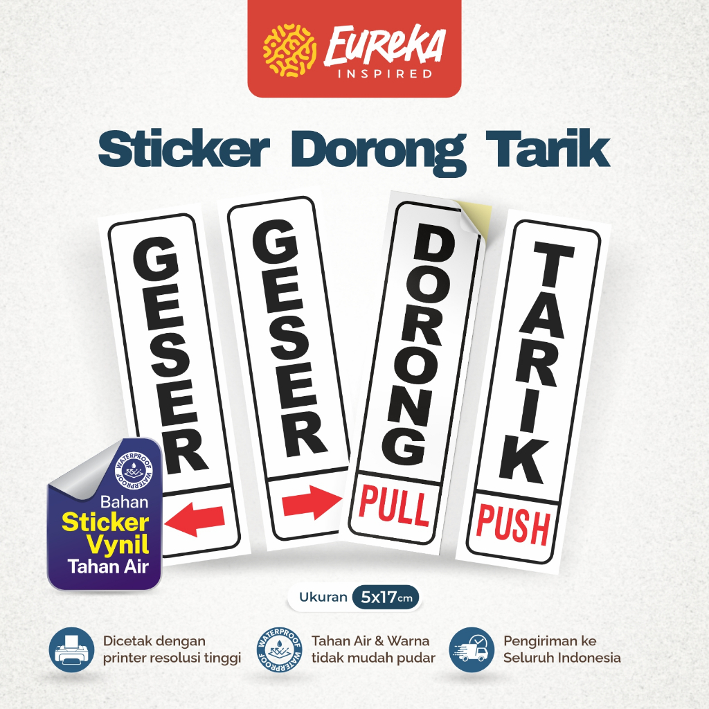 Jual Stiker Vynil Anti Air Dorong Tarik | Sticker Geser Pintu Isi 1 Set ...