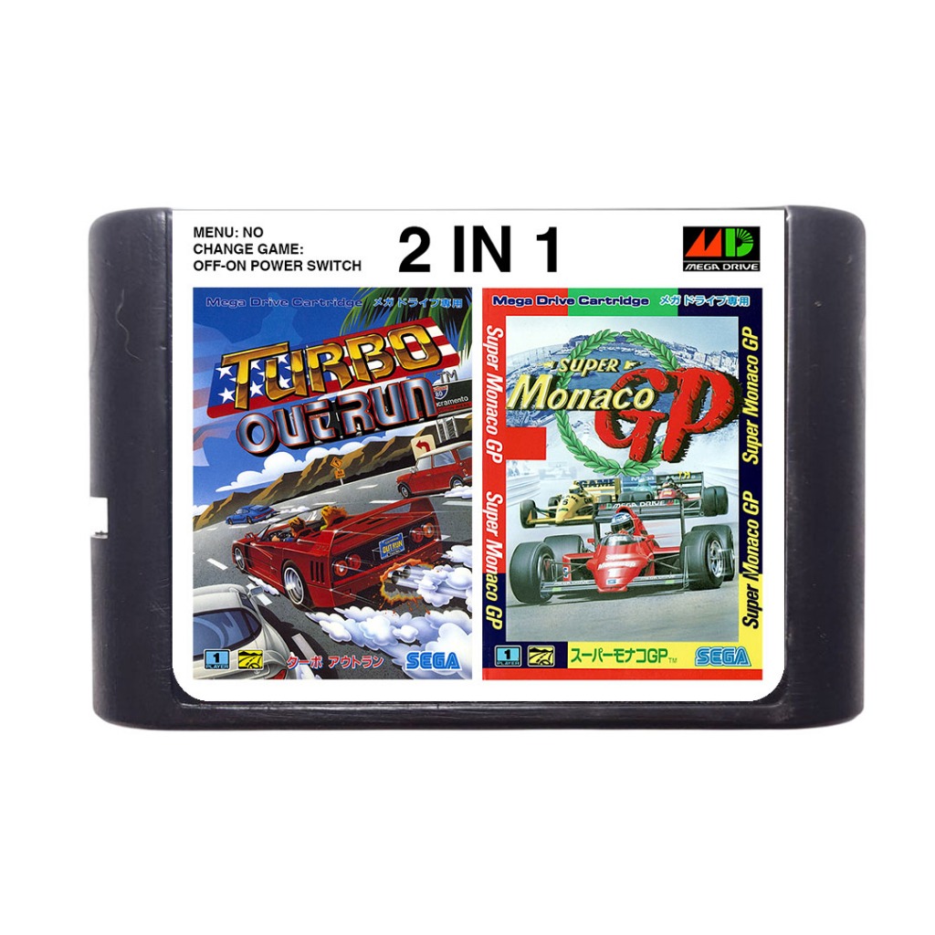 Jual Kaset Sega MD 2 IN 1 – F 16 Bit Turbo Outrun Super Monaco GP ...