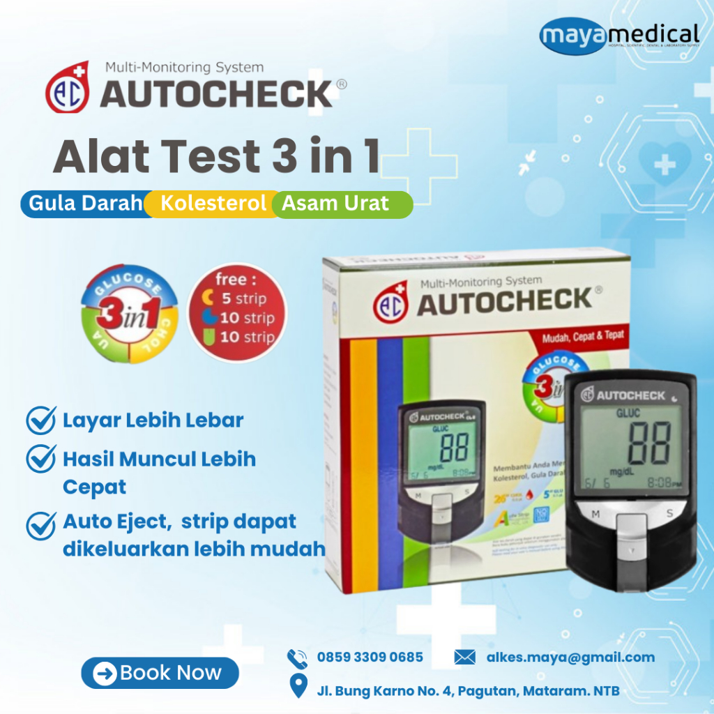Jual AUTOCHECK 3 in 1 ALAT CEK CHOLESTEROL, GULA DARAH, ASAM URAT ...