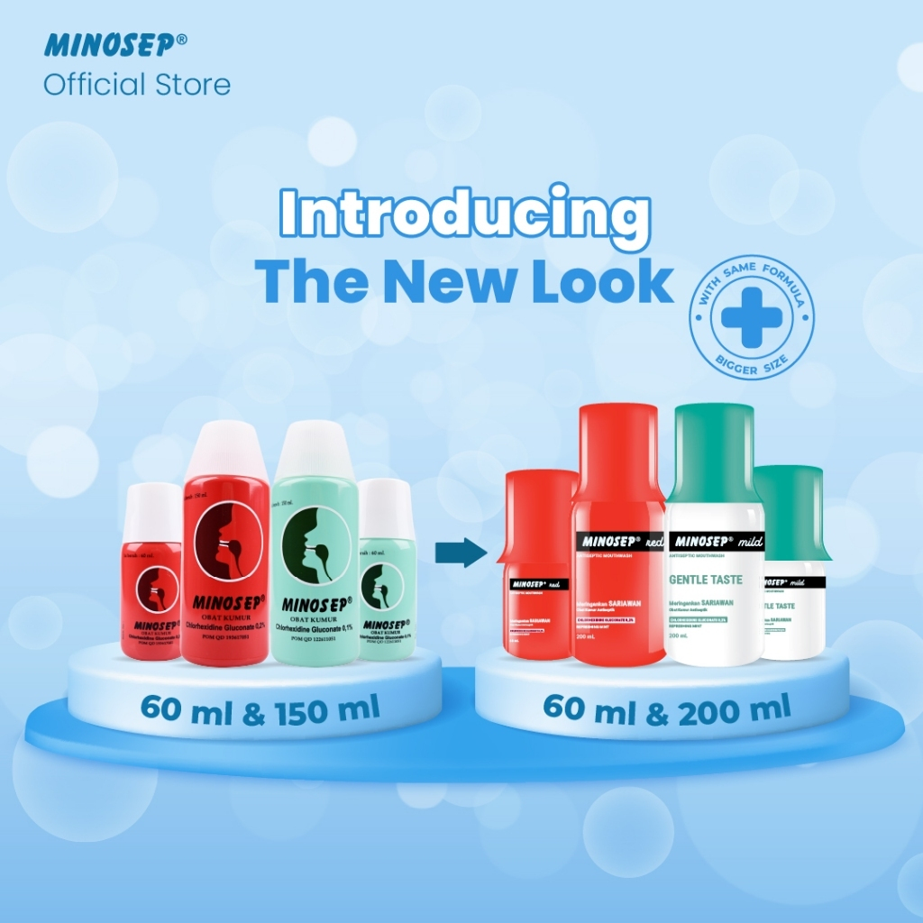 Jual MINOSEP MERAH / HIJAU GARGLE 60ml OBAT KUMUR SARIAWAN DAN SAKIT ...