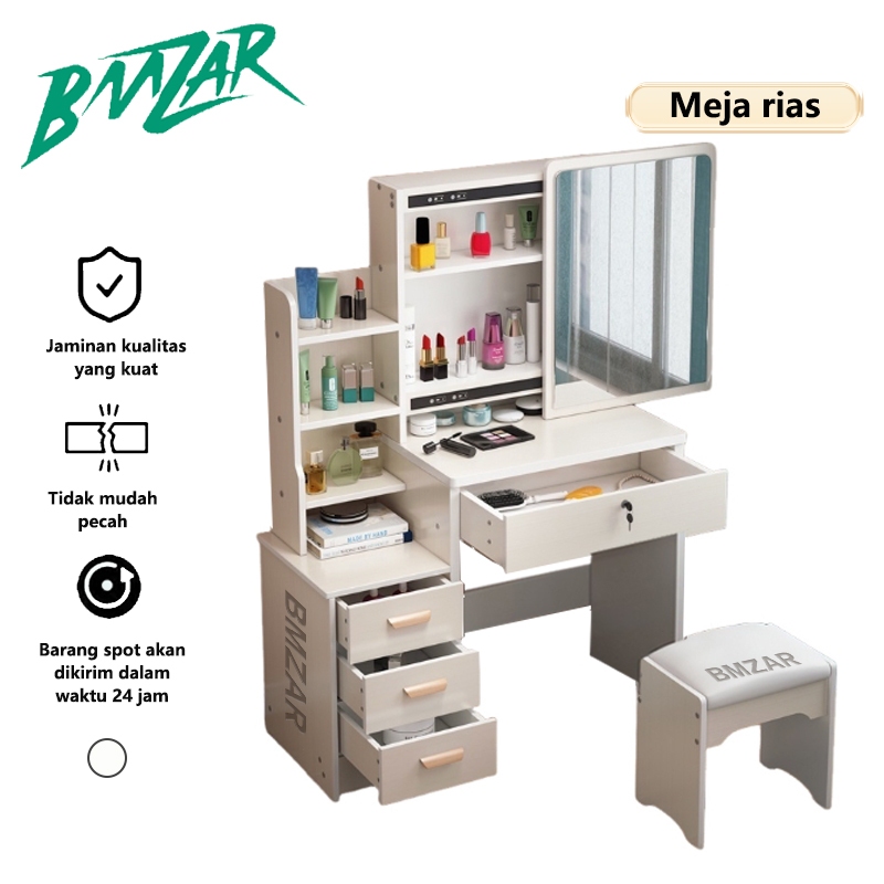 Jual BMZAR Meja Rias Aesthetic Set Kursi Meja Rias Led Meja Rias ...