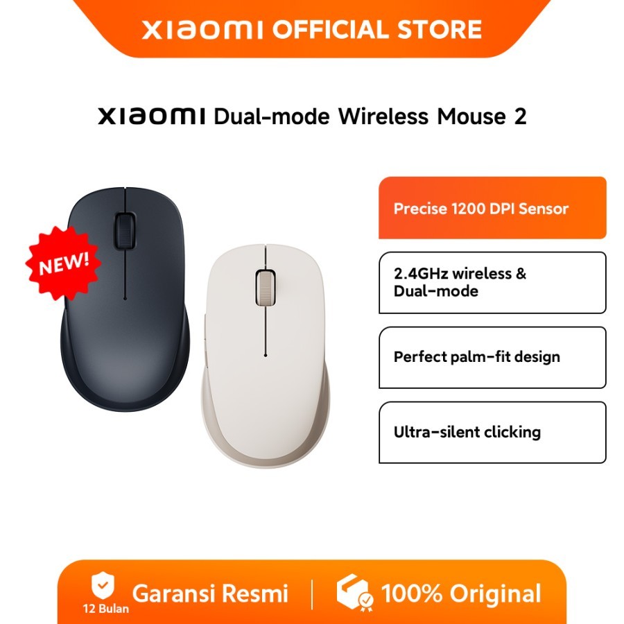 Jual Xiaomi Dual Mode Wireless Mouse 2 | Precise 1200 DPI Sensor | 2 ...