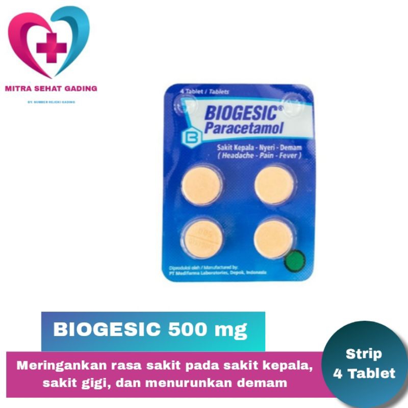 Jual Biogesic Paracetamol 500mg - Obat Demam, Pereda Nyeri, Sakit Kepala dan Gigi / Strip ...