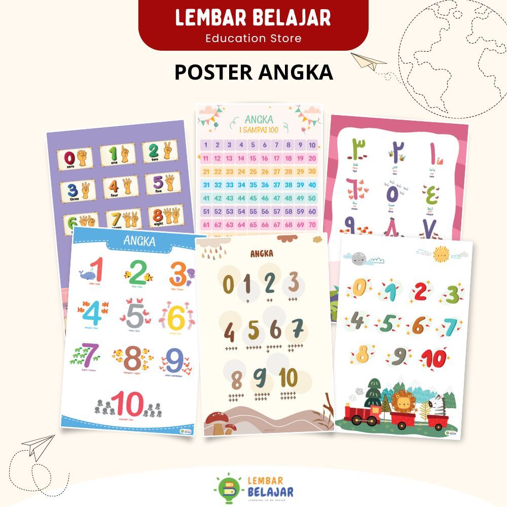 Jual LEMBAR BELAJAR Poster Edukasi Belajar Anak Mengenal Angka Lengkap ...