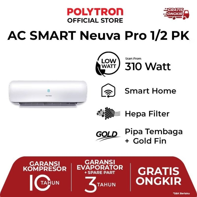 Jual AC Polytron Smart Neuva Pro 1/2 PK R32 PAC05VZSI / PAC 05 VZS ...