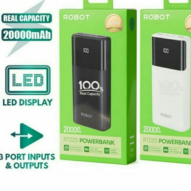 Jual ROBOT RT22S Powerbank 20.000mAh FAST PD15W Triple Output Dual USB ...