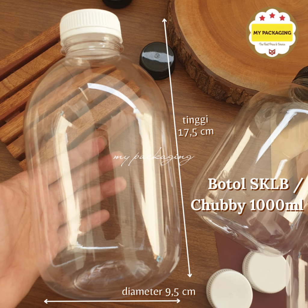 Jual 4pcs Botol Plastik SKLB / Botol Plastik Chubby 1000ml - 1Liter ...