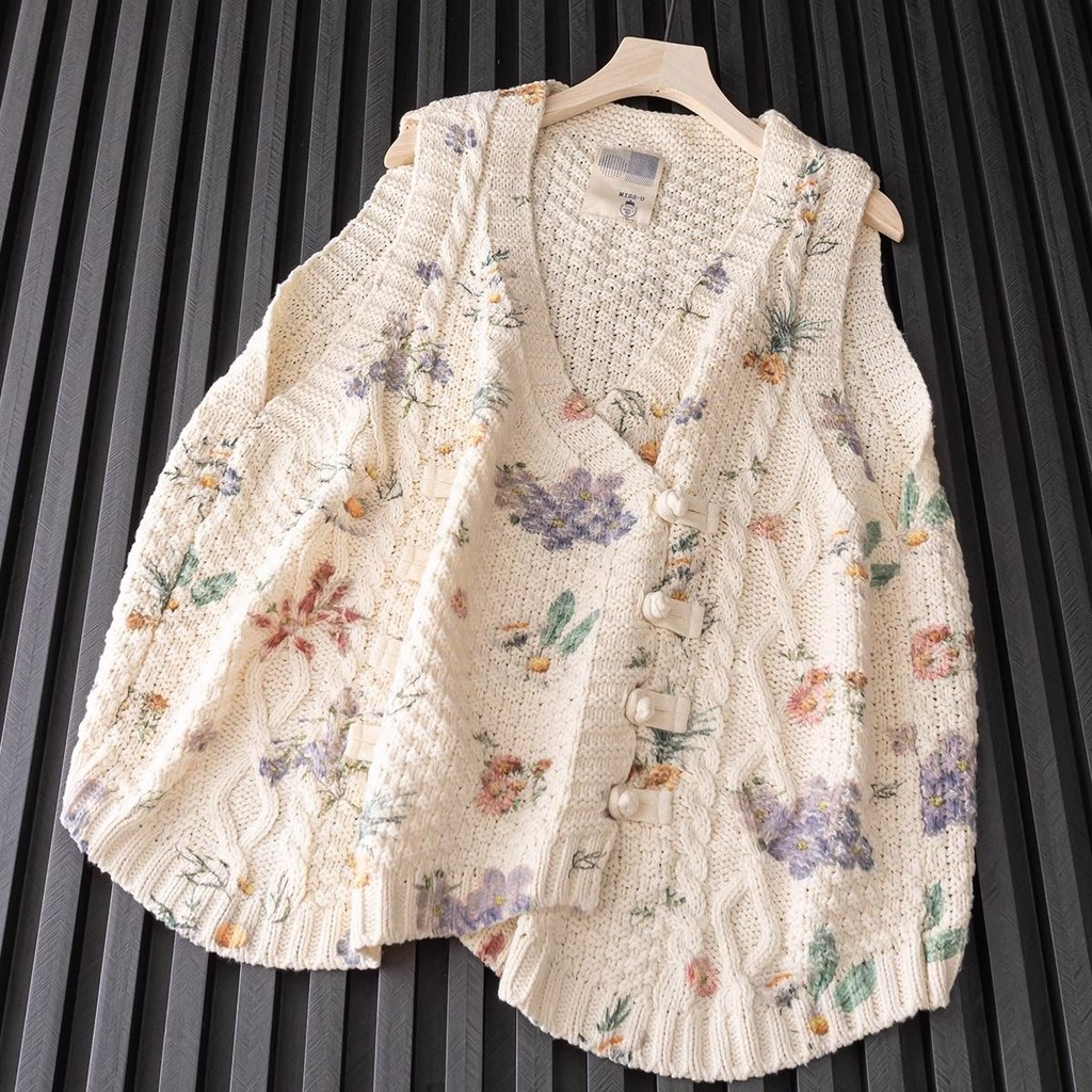 Jual Rompi Sweater Rajut Gaya Gadis Mori Artistik Segar Bunga Retro ...