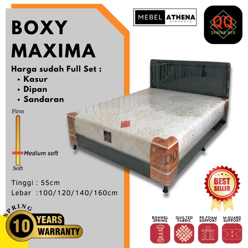 Jual QQ Spring Bed Boxy Maxima Full Set (kasur dipan permanen) tempat tidur 160x200 bergaransi ...