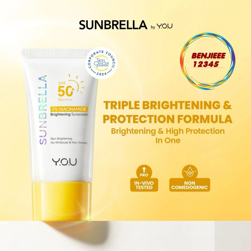Jual YOU Sunbrella 2% Niacinamide Brightening Sunscreen, SPF 50 PA ...