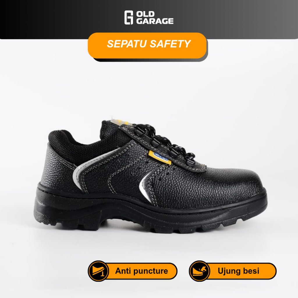 Jual Sepatu Safety Shoes Pria Ujung Besi Anti Slip Hitam 603 | Shopee ...
