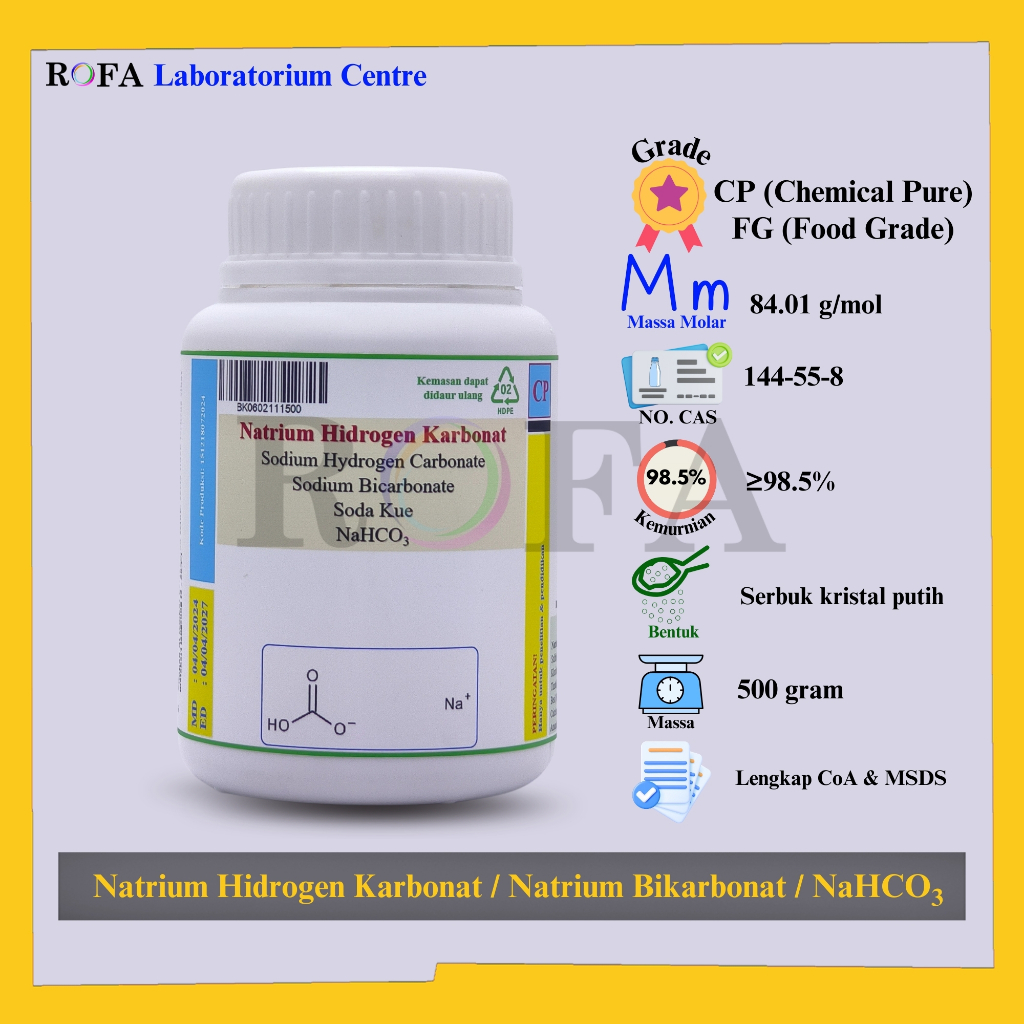 Jual Natrium Hidrogen Karbonat / Natrium Bikarbonat / Sodium Hydrogen ...